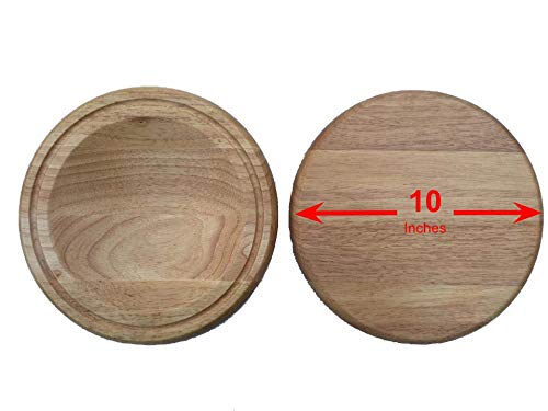 Checkered Chef Mezzaluna Cutting Board - Small Round Wooden Chopping Board For Mincing and Rocker Knives