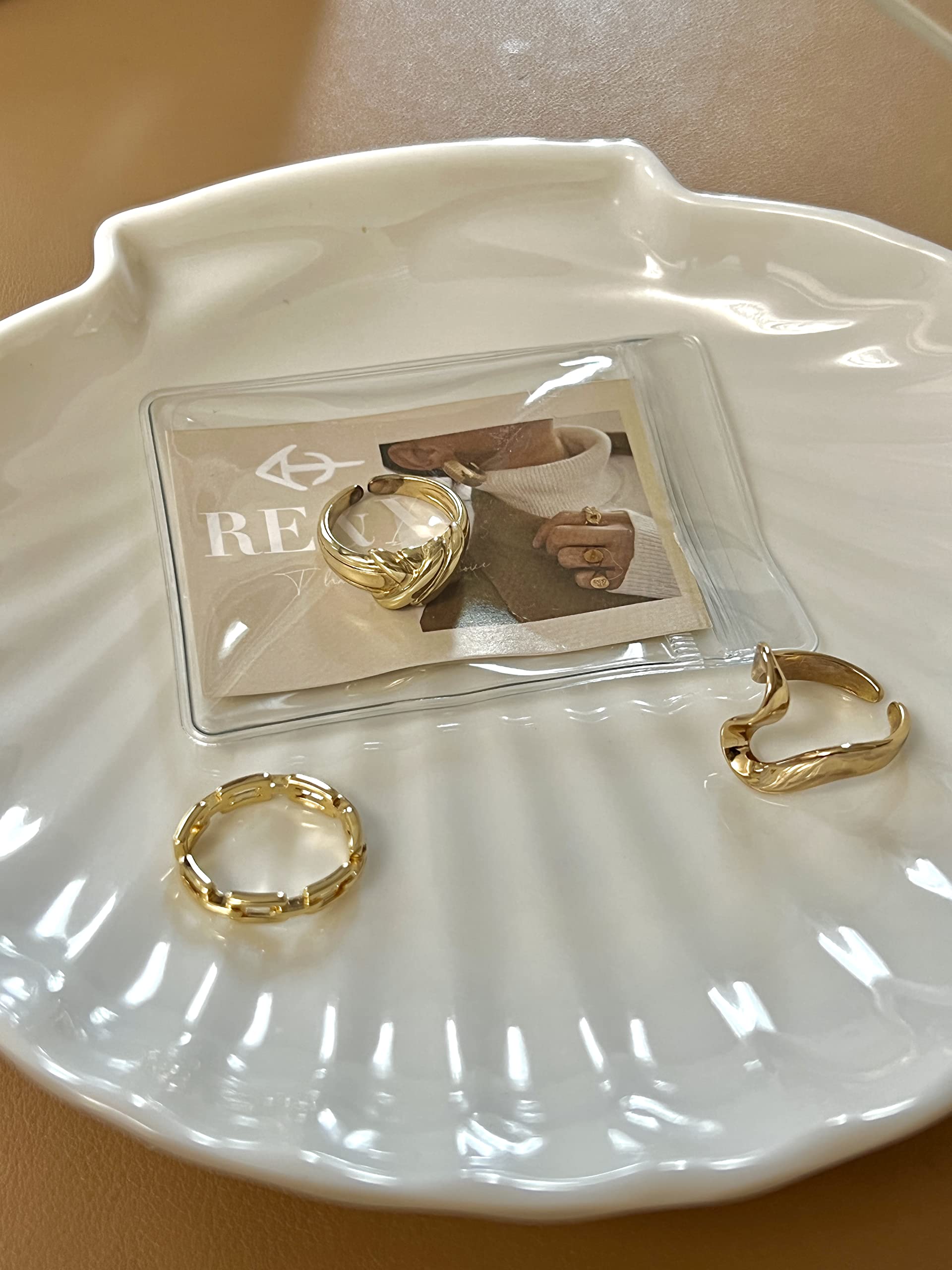 BLESSAIA Chunky Rings for Women Thick gold ring Chunky gold ring Dome Chunky Rings for Women 18K Gold Plated Braided Statement Ring