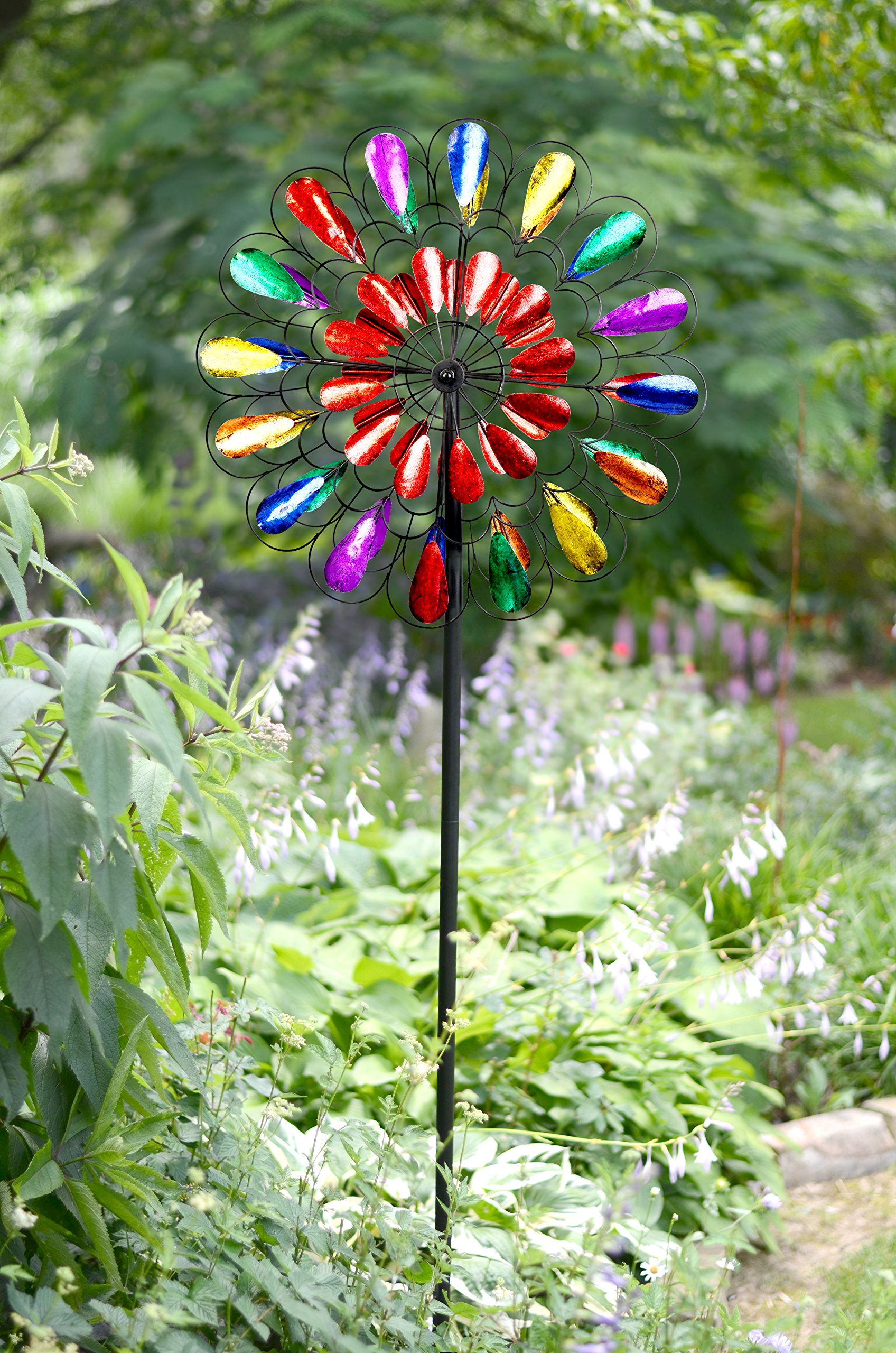 Red Carpet Studios 34416 Vibrant Garden Art Wind Spinner, Multi Color