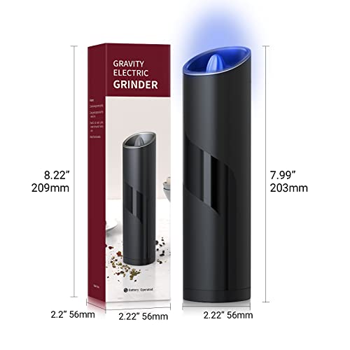 Electric Salt and Pepper Grinder Set Gravity Electric Pepper Grinder, Automatic & Electric Salt and Pepper Grinder, Pepper Mill Electric 1 Pack (Black)