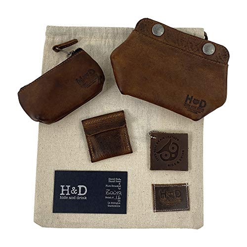 Hide & Drink, Leather Wedding Ring Holder & Money Travel Purses - Proposal Ring Pouch - Card Keychain & Change Pouches Handmade