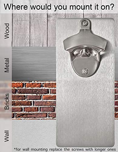 Beer Bottle Opener Wall Mounted with Magnetic Cap Catcher Wall Mount Bottle opener Magnet | Beer gifts for men | Father's day | Man cave decor accessories | Dad Birthday Gift