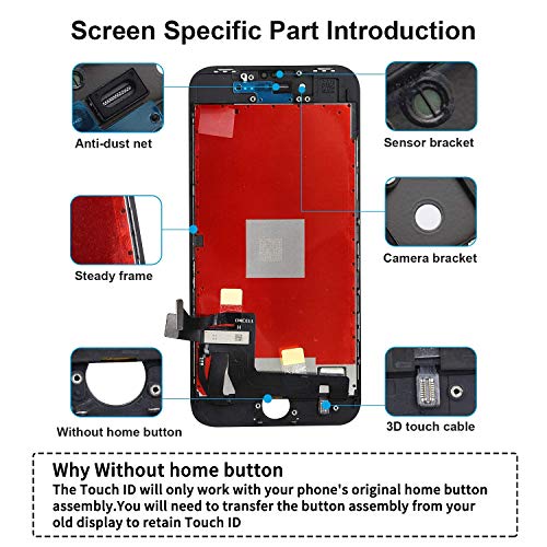 for iPhone 8 Plus Screen Replacement Black 5.5 Inch, Diykitpl 3D Touch LCD Digitizer Display for iPhone 8 Plus, with Repair Tools Kit for A1864,A1897,A1898 Glass Screen