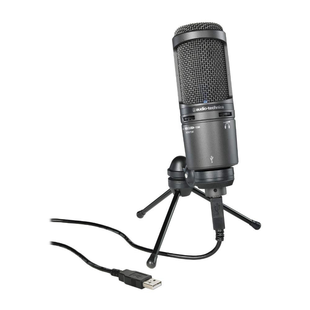 Audio-Technica AT2020USB+ USB Microphone Bundled with Knox Gear USB Hub, Boom Arm, Shock Mount and Pop Filter (5 Items)