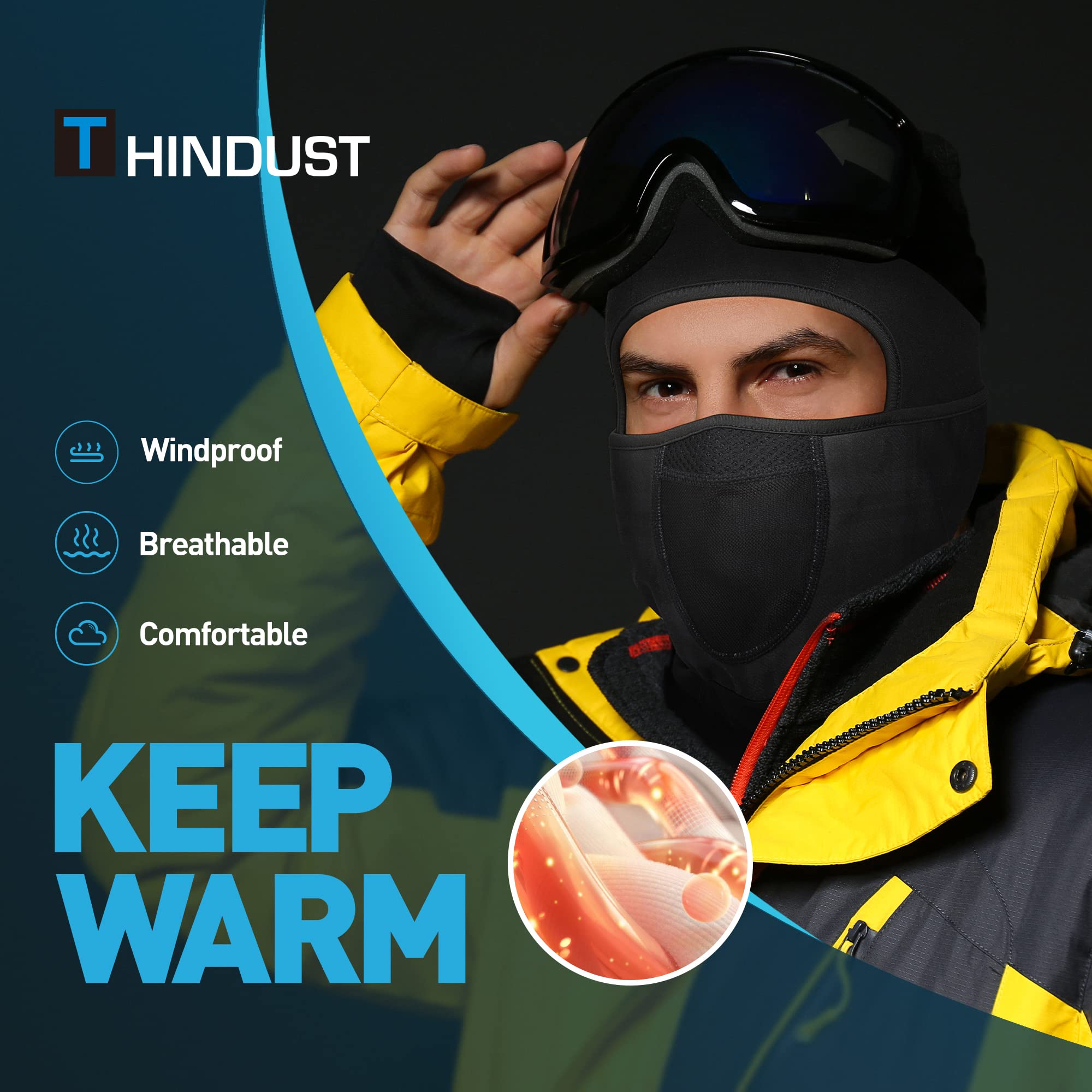 Balaclava Ski Mask - Face Mask for Cold Weather - Windproof Balaclava Hood - Motorcycle Full Face Mask Black