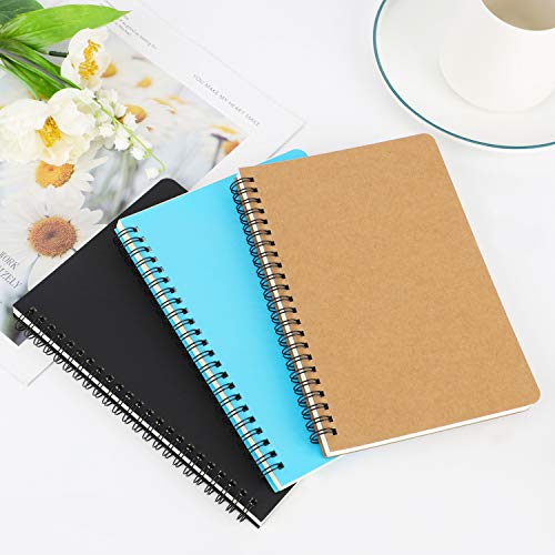 EUSOAR Hardcover College Ruled Spiral Notebooks, A5 3Packs 5.5"x8.3" 120 Pages Lined Travel Writing Subject Notebooks Journal, Memo Notepad Sketchbook, School Office Business Diary Spiral Book Journal