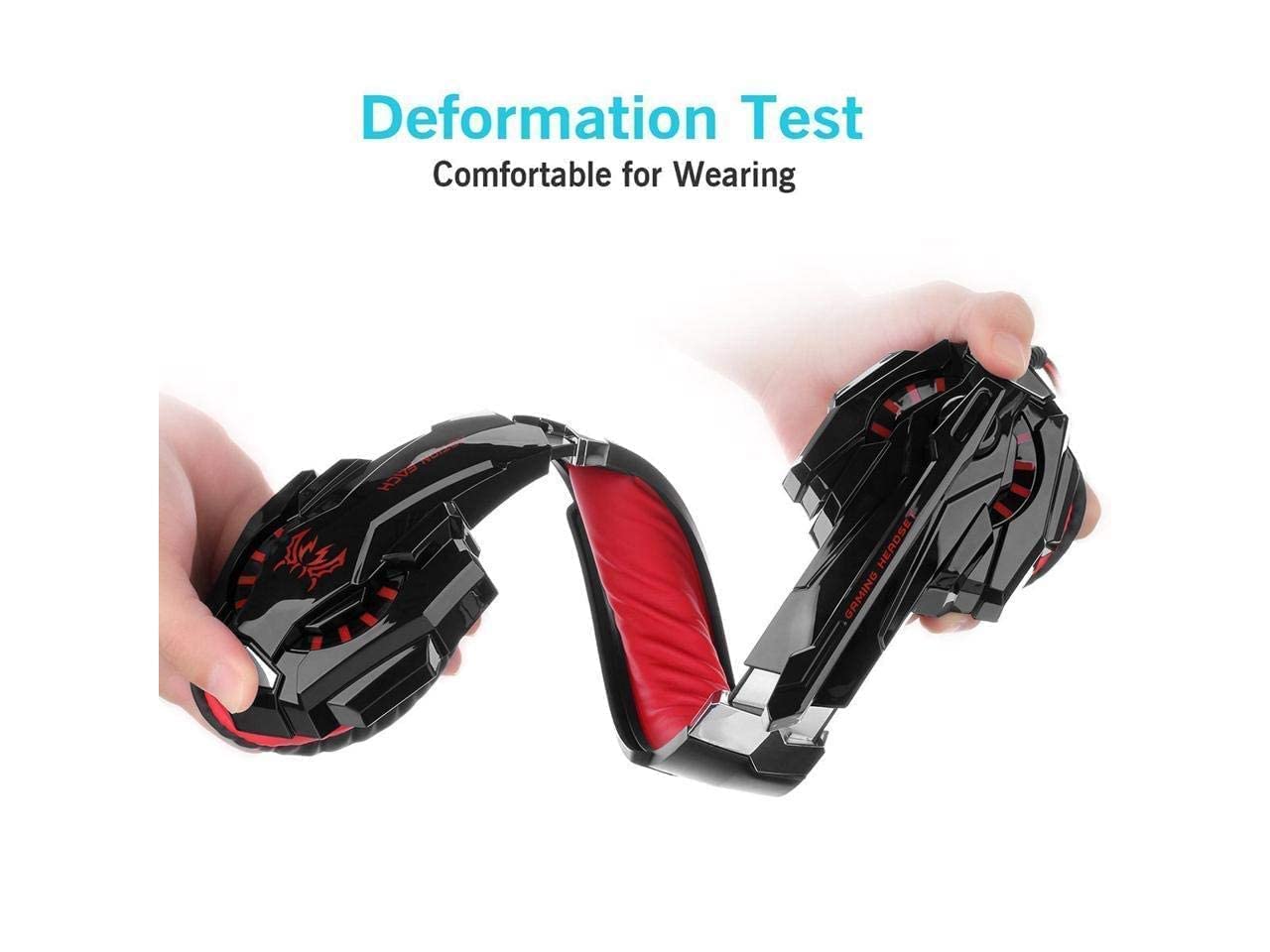 REDFIRE Stereo Gaming Headset for PS4, PC, Xbox One Controller, Noise Cancelling Over Ear Headphones Mic, LED Light, Bass Surround, Soft Memory Earmuffs for Laptop Mac Nintendo Switch Games -Red