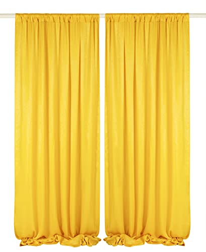 Cytdkve 2 Panels 4.8 Feet x 10 Feet Gold Velvet-Like Wedding Backdrop Curtain Drapes, Silky Soft Window Curtains Panels for Wedding Ceremony Birthday Party Decorations