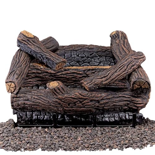 Duluth Forge DLS-18R-2 Dual Fuel Ventless Fireplace Logs Set with Remote Control, Use with Natural Gas or Liquid Propane, 30000 BTU, Heats up to 1000 Sq. Ft, Stacked Red Oak, 18 Inches