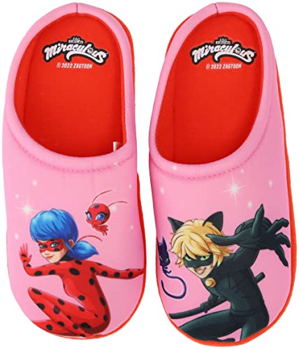 Miraculous Ladybug Pajamas for Girls Nightgown and Slipper Set, Short Sleeve Dorm Shirt, Red/Pink, Size 6/6X