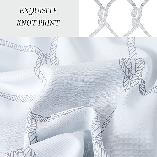 Geomoroccan Full Blackout Curtains 63 inch Length 2 Panels Set,Knot Printed Decorative Suitable for Living Room and Bedroom,Grommet Top Thermal Insulated Drapes (50" x 63",White & Grey)