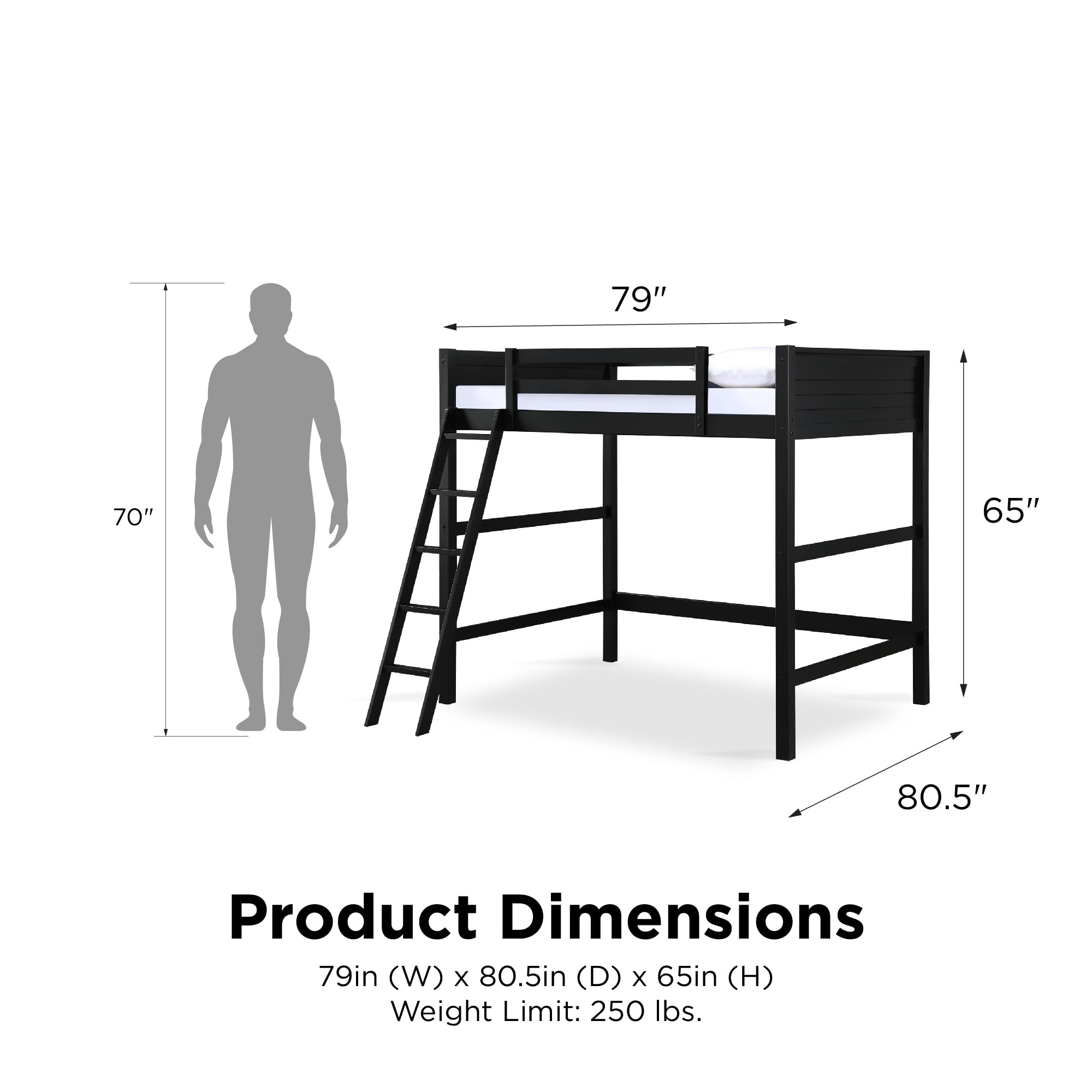 DHP Denver Full Size Loft, White bed