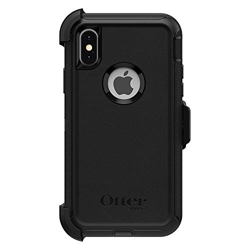 OtterBox iPhone Xs AND iPhone X Defender Series Case - BLACK, rugged & durable, with port protection, includes holster clip kickstand
