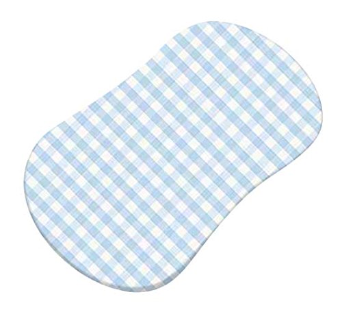 SheetWorld Fitted 100% Cotton Jersey Bassinet Sheet Fits Halo Bassinet Swivel Sleeper 17 x 30, Blue Gingham, Made in USA