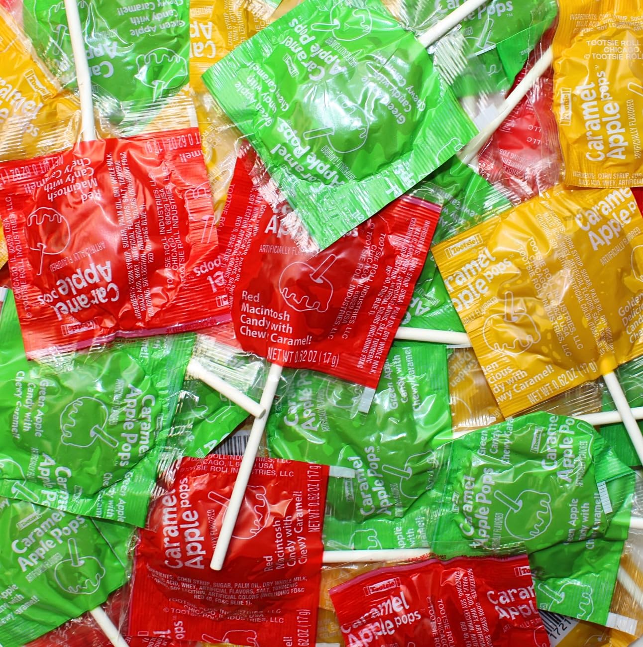 Assorted Flavored Dipped Caramel Apple Pops- Orchard Lollipops Variety Pack by Queen City Candy Cave (1 Pound)