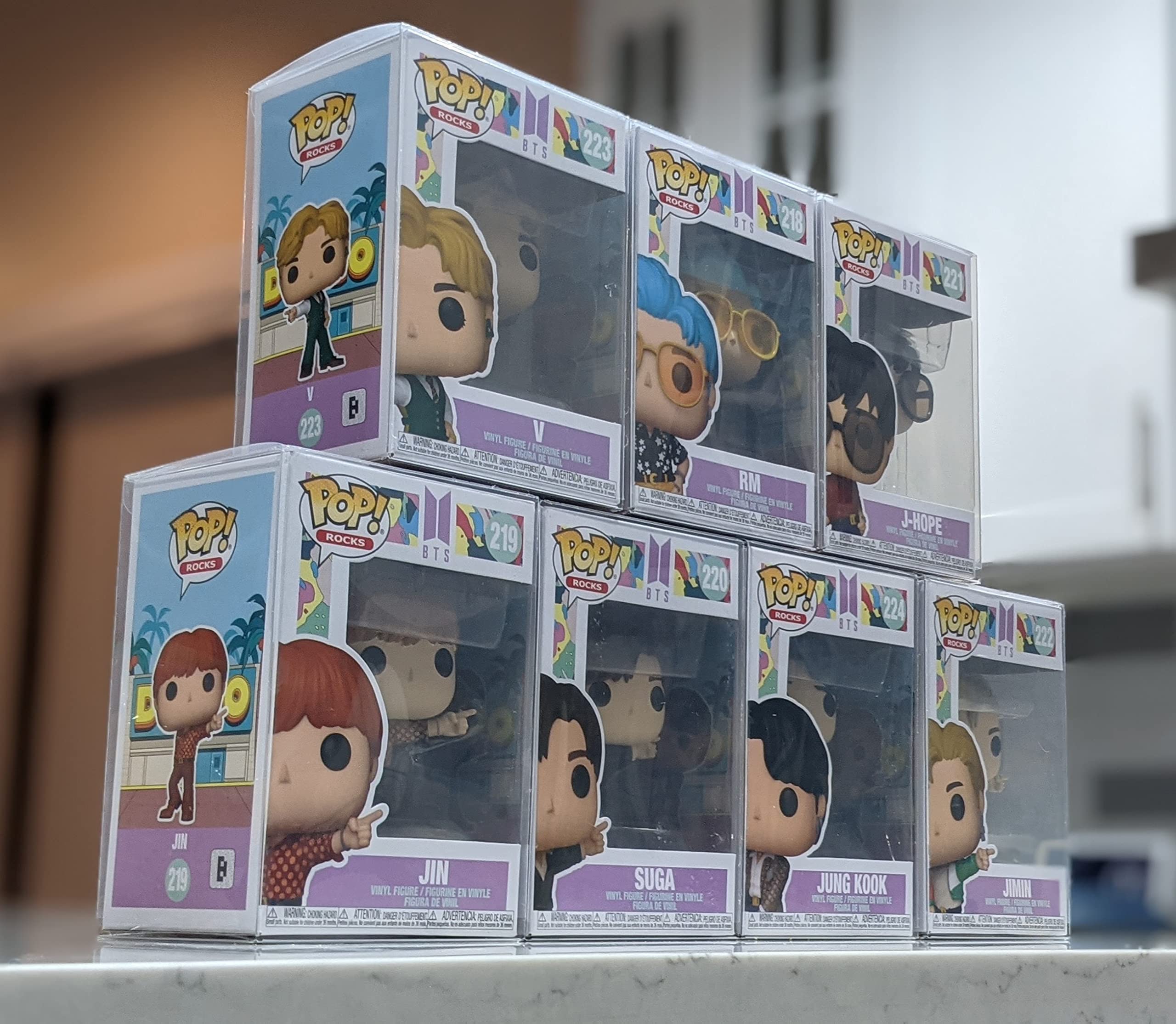 POP BTS Funko Pop BTS Dynamite Set of 7 Funko Pop| - RM, J-Hope, Suga, Jimin, Jin, Jung Kook, & V 7 Set (Bundled with EcoTek Protector Case to Protect Display Box)