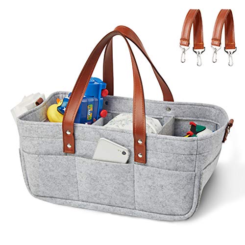 Baby Diaper Caddy Organizer,Nursery Storage Bins Multifunctional Portable Tote Bag with Removable Insert,Baby Gift Basket Car Organizer for Mom & Newborn