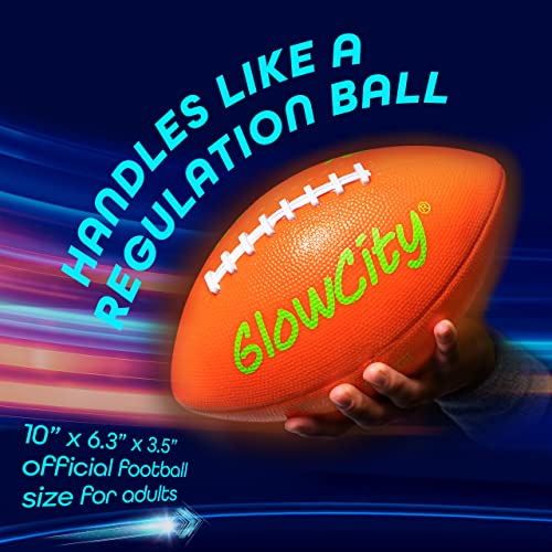 GlowCity Glow in The Dark Football - Light Up, Official Size Footballs - LED Lights and Pre-Installed Batteries Included
