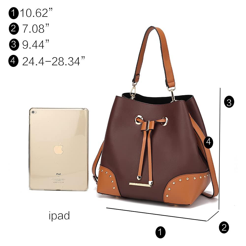 MKF Crossbody Bucket Hobo Bag for Women Handbag & Wristlet Wallet Purse Set β PU Leather Top Handle Shoulder Strap