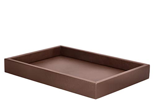 Ottoman Serving Tray Made of Wood & Faux Leather - 18β x 13β - Brown