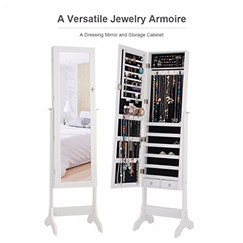 CZDYUF Lockable Jewelry Wardrobe Storage Organizer Box With Drawers White Home Furniture