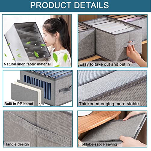 CSKB Wardrobe Clothes Organizer,5Pcs Drawer Organizers for Clothing, 6/7/9 Grids Stackable Dividers Closet Drawer Organizer with Built-in PP Board for Clothing Jeans,Pants, Sweaters,Hoodies