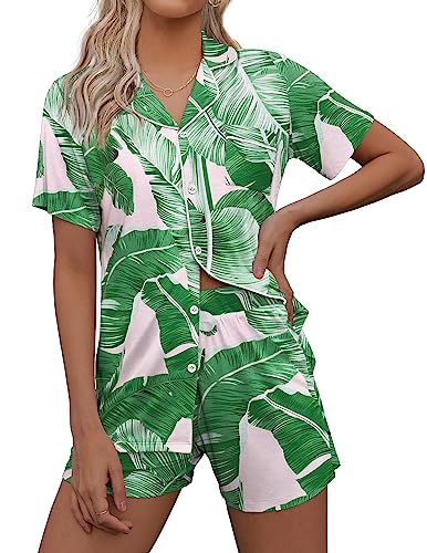 Ekouaer Womens Short Pajamas Set Soft Cotton Sleepwear Pjs Set with Printed Pattern(PAT3,Medium)