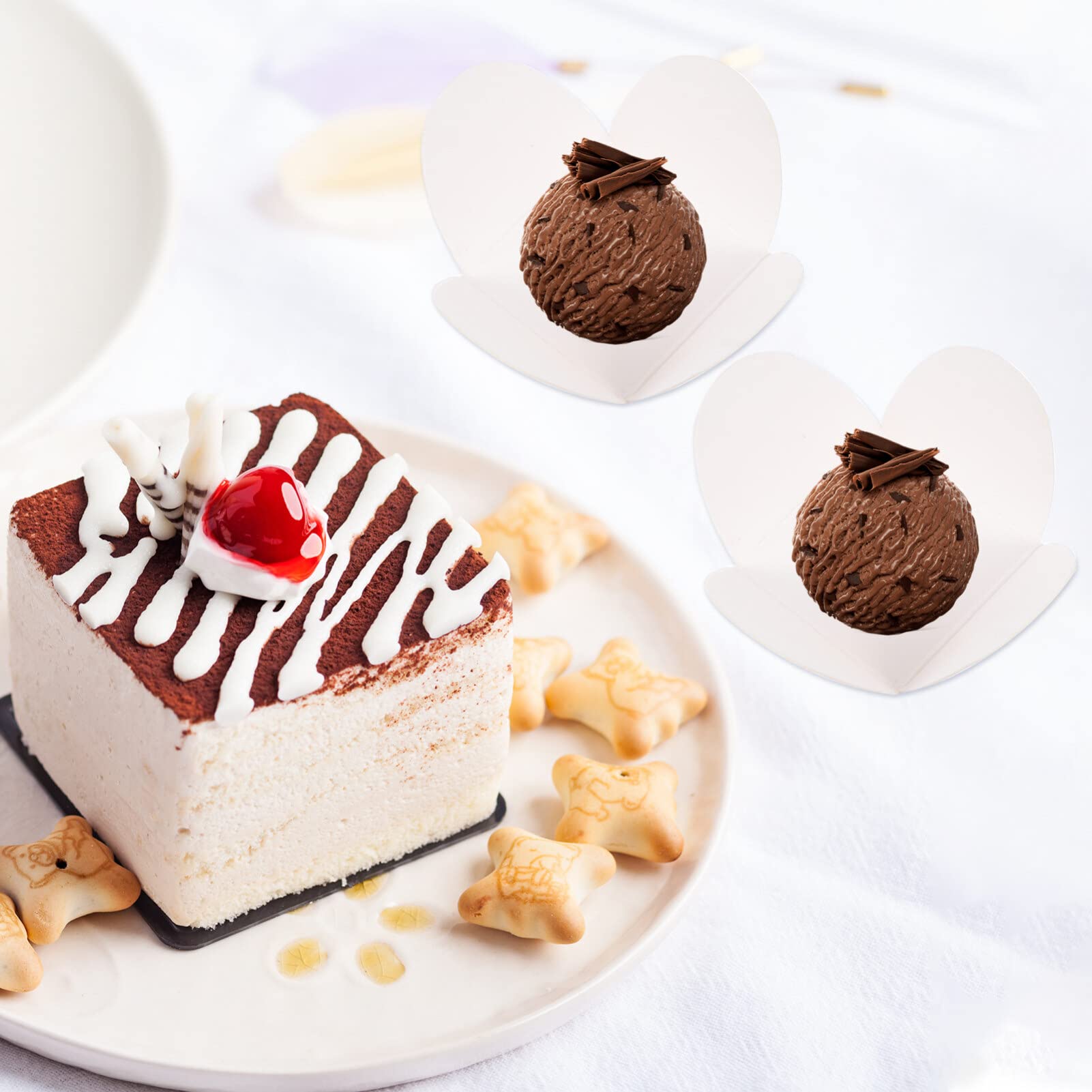 Cabilock 100Pcs Chocolate Wrappers Paper Truffle Chocolate Cups Liners Candy Cups Dessert Base Baking Supplies for Biscuit Cake Making White
