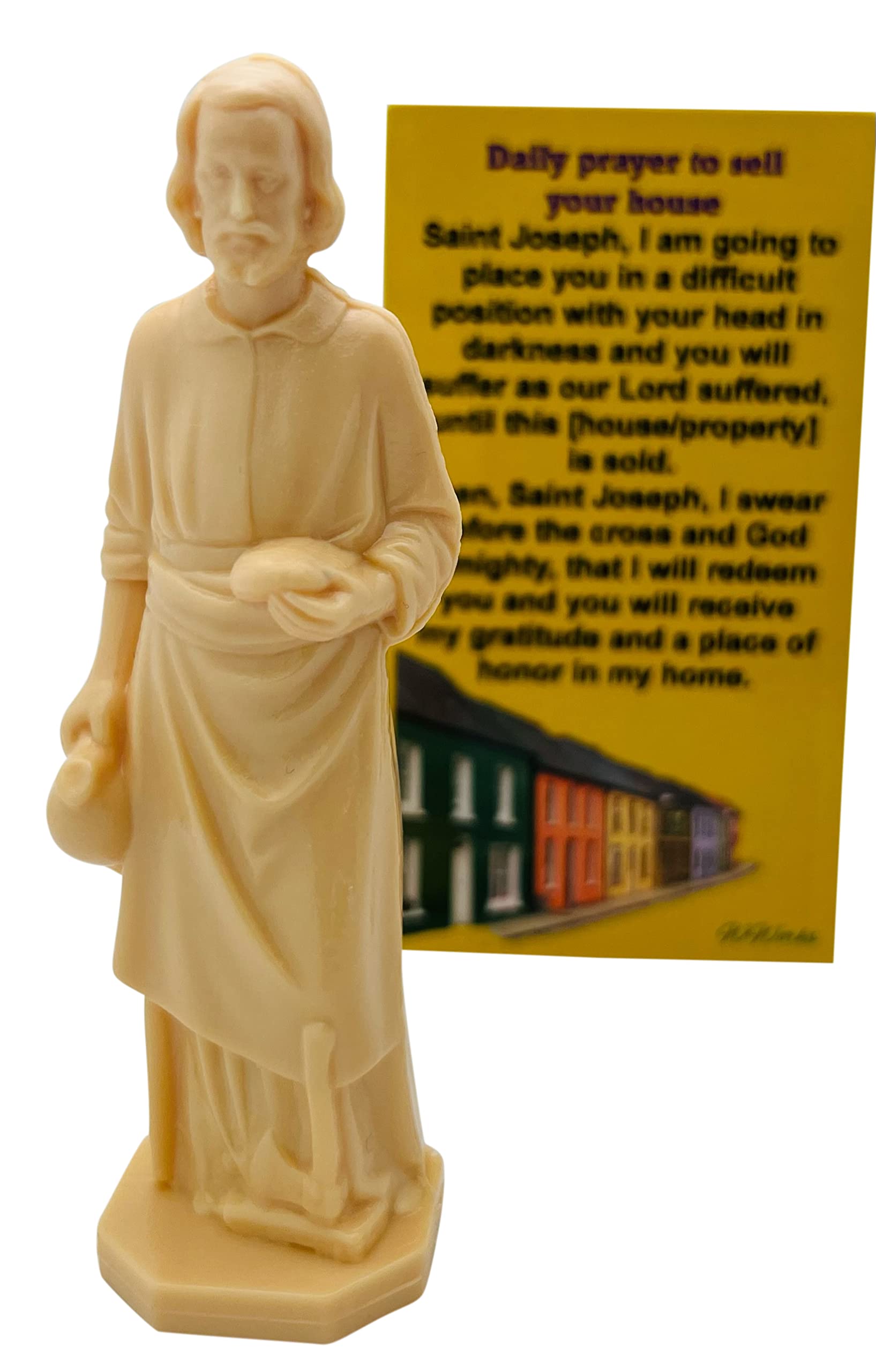 St Joseph Statue Home Selling Kit with Magnetic Holy Card for Refrigerator with Instruction Card Real Estate Patron Saint Pack
