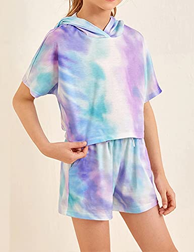 Girls Tie Dye Clothes Outfits Two Piece Set Jogger Suits Sweatsuits Tracksuits Sweatshirts Tops Hoodies Shorts Sets Size 10