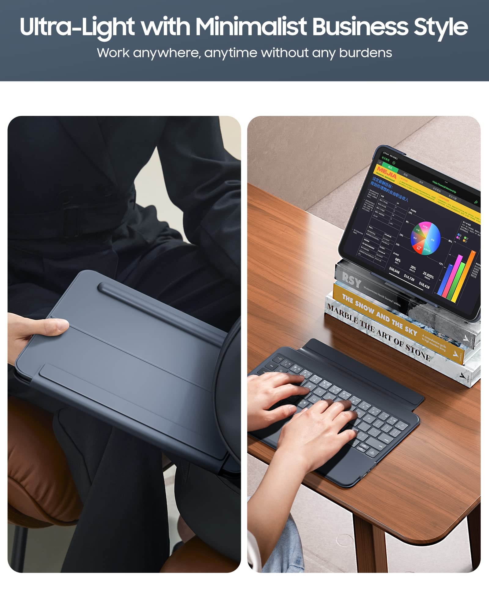 BENKS iPad Detachable Keyboard Case for iPad Pro 12.9 inch (6th, 5th, 4th, 3rd Gen) with Touchpad, Kickstand and Pencil Holder, Ultra Thin & Slik Design - (2022/2021/2020/2018)
