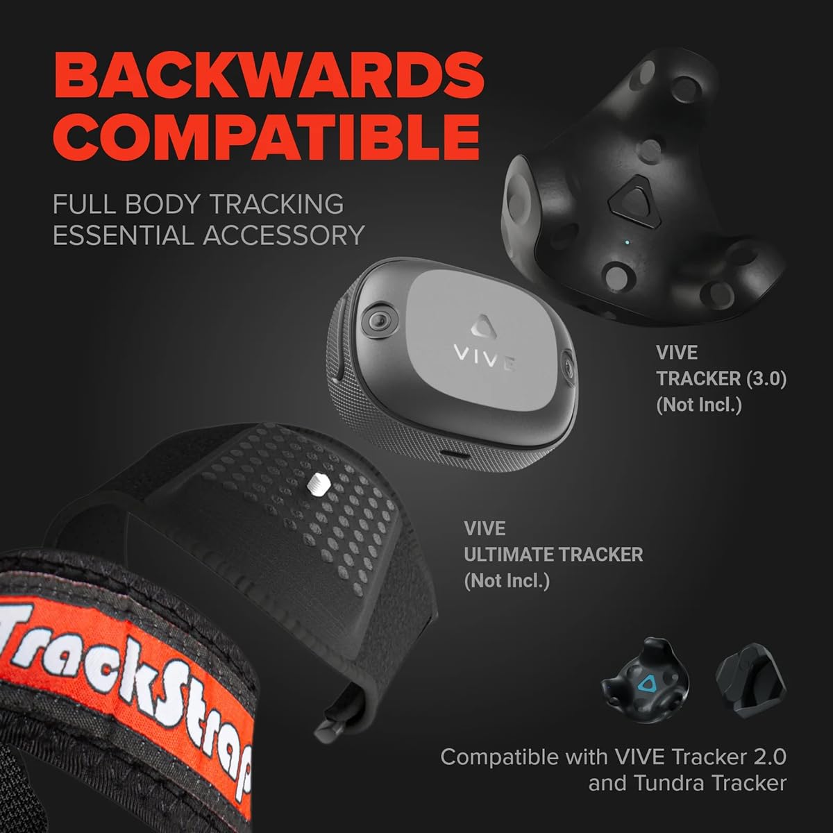 HTC 3 Pack VIVE Tracker (3.0) - with HTC VIVE SteamVR Base Station 2.0 for VIVE Pro, Rebuff TrackBelt + 2 TrackStraps Full Body Tracking VR Bundle