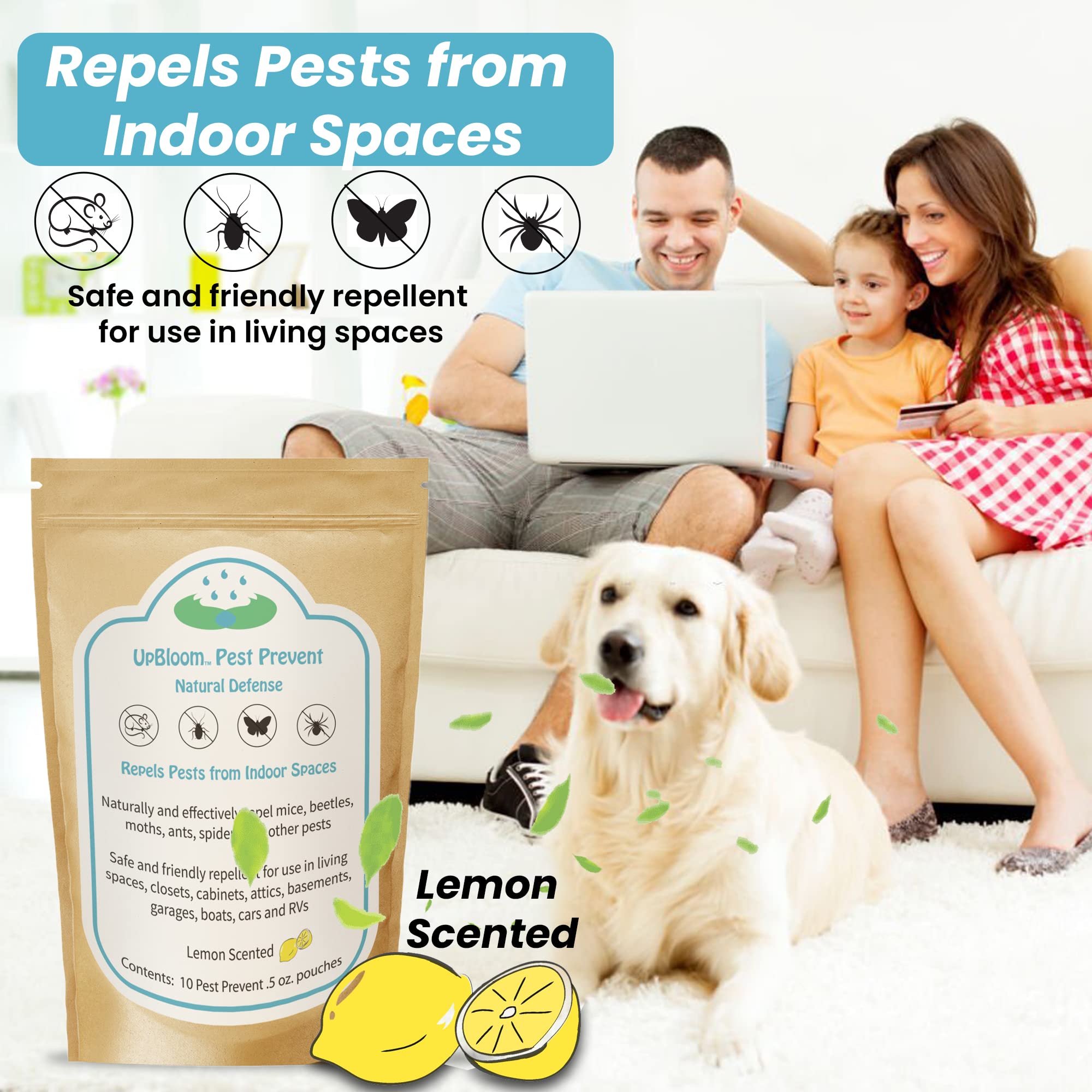 UpBloom | Pest Prevent All-Natural Pest Repellents β Home and Garage Defense from Mouse, Spider, Roaches, and Insects β 10 Pest Control and Repeller Pouches for Pest Defense and Insect Pest Control