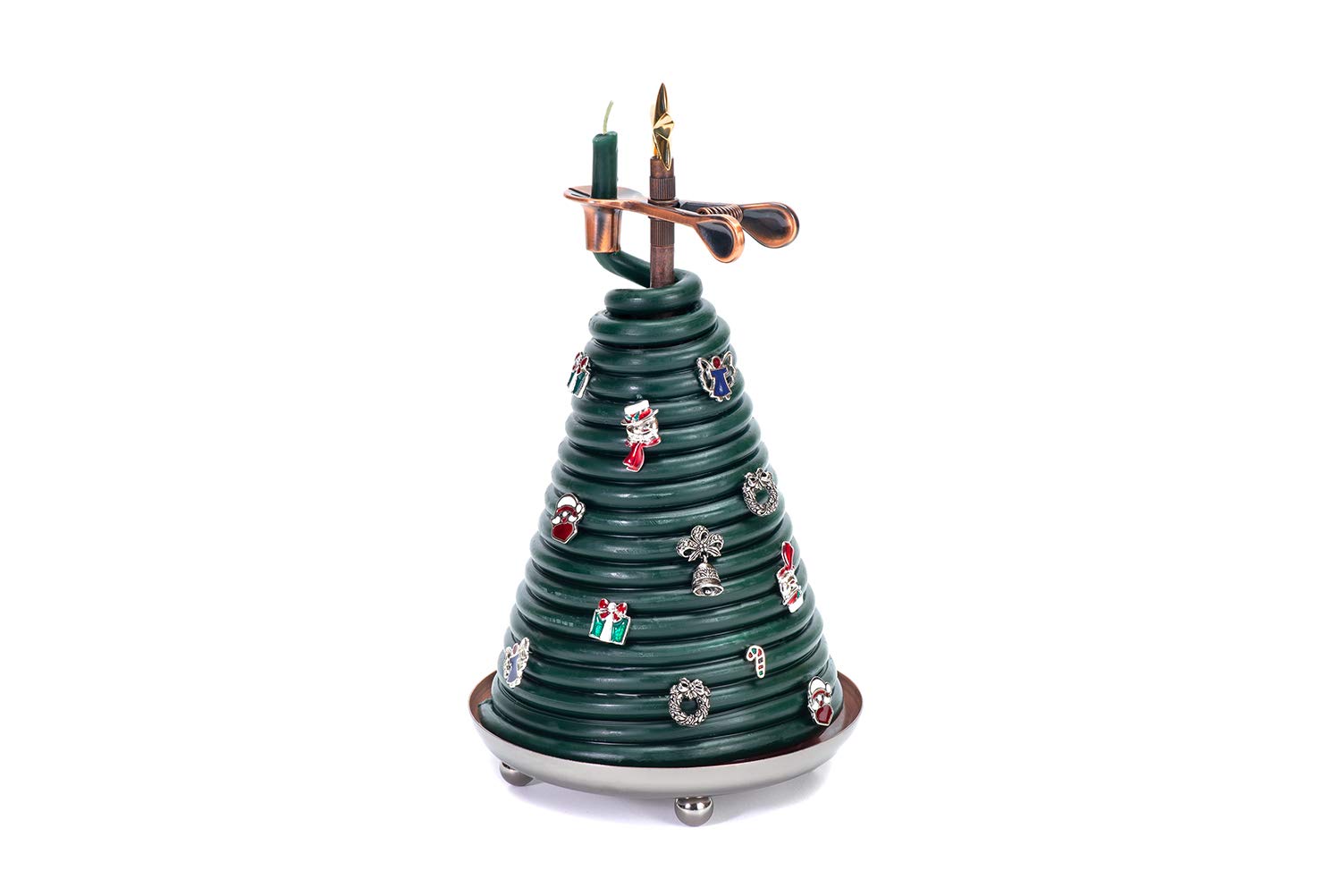 Candle by the Hour 80-Hour Christmas Tree Candle with 14 charms, Eco-friendly Natural Beeswax with Cotton Wick