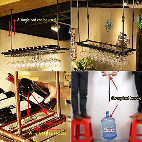 Ceiling Stemware Rack, Adjustable Hanging Wine Bottle Holder, Wine Glass Holder, Upside Down Goblet Racks, Restaurants Kitchens Bar Wine Storage Display Shelf, Bronze (Size : 80×35