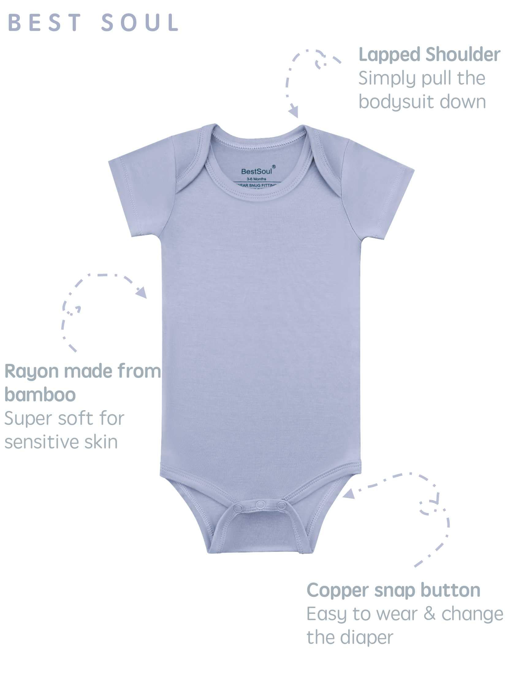 Baby Short Sleeve Solid Bodysuit Set - Newborn Infant Toddler Boy Girl - 5-Pack (B1, 12-18 Months)