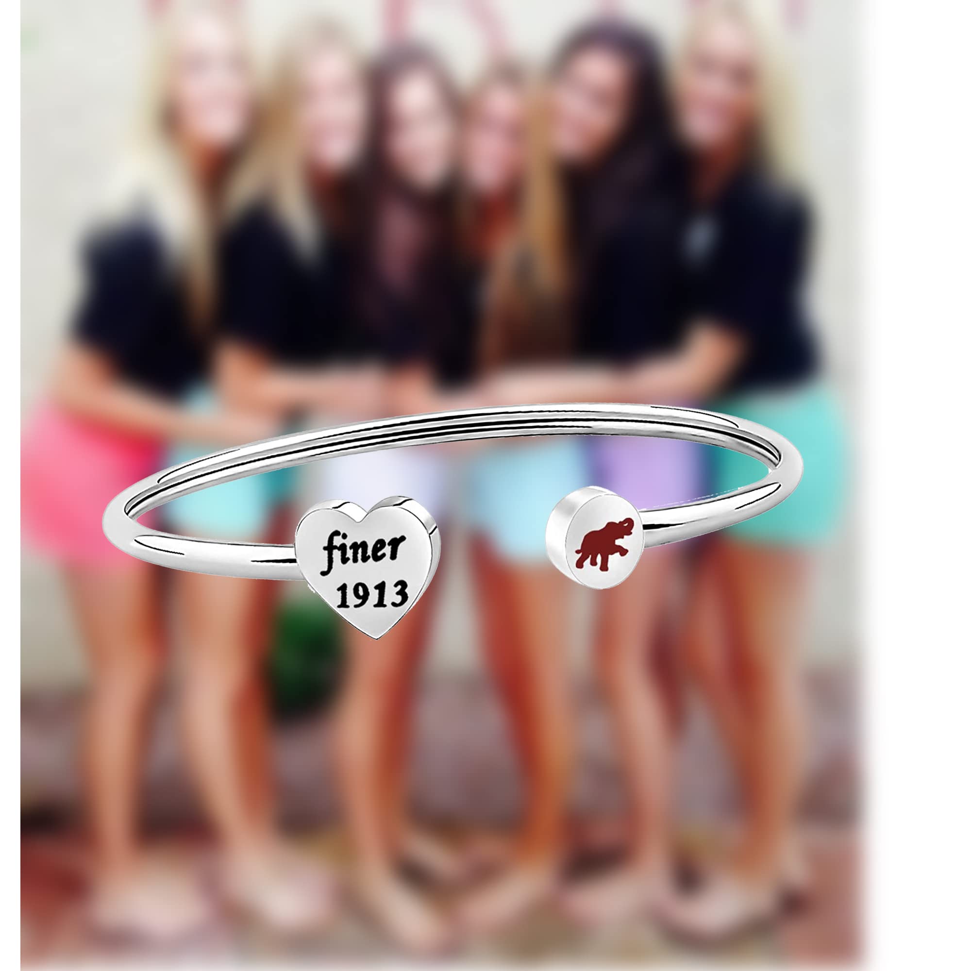 BAUNA Bangle Finer Theta Sorority Bracelet Lucky Elephant Sisterhood Gift (Finer Bracelet)