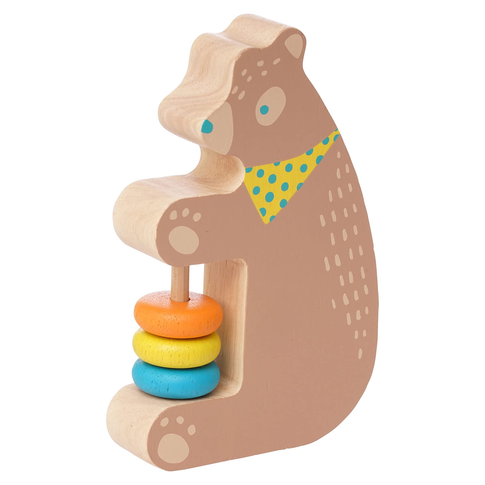 Manhattan Toy Musical Forest Trio 3 Piece Wooden Toy Set for Toddlers with Bear Rattle, Llama Clacker & Hedgehog Guiro