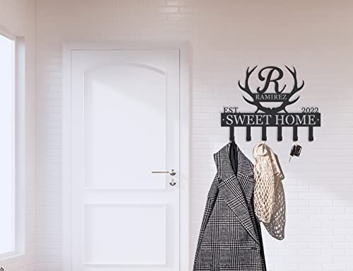 Key Hooks for Wall, Personalized Key Holder for Wall, Key Holder Coat Rack, Rustic Key Holder for Wall, Antler Key Holder Simple and Practical Key Hooks, Key Holder Wall Hanging, Custom Name Key Rack