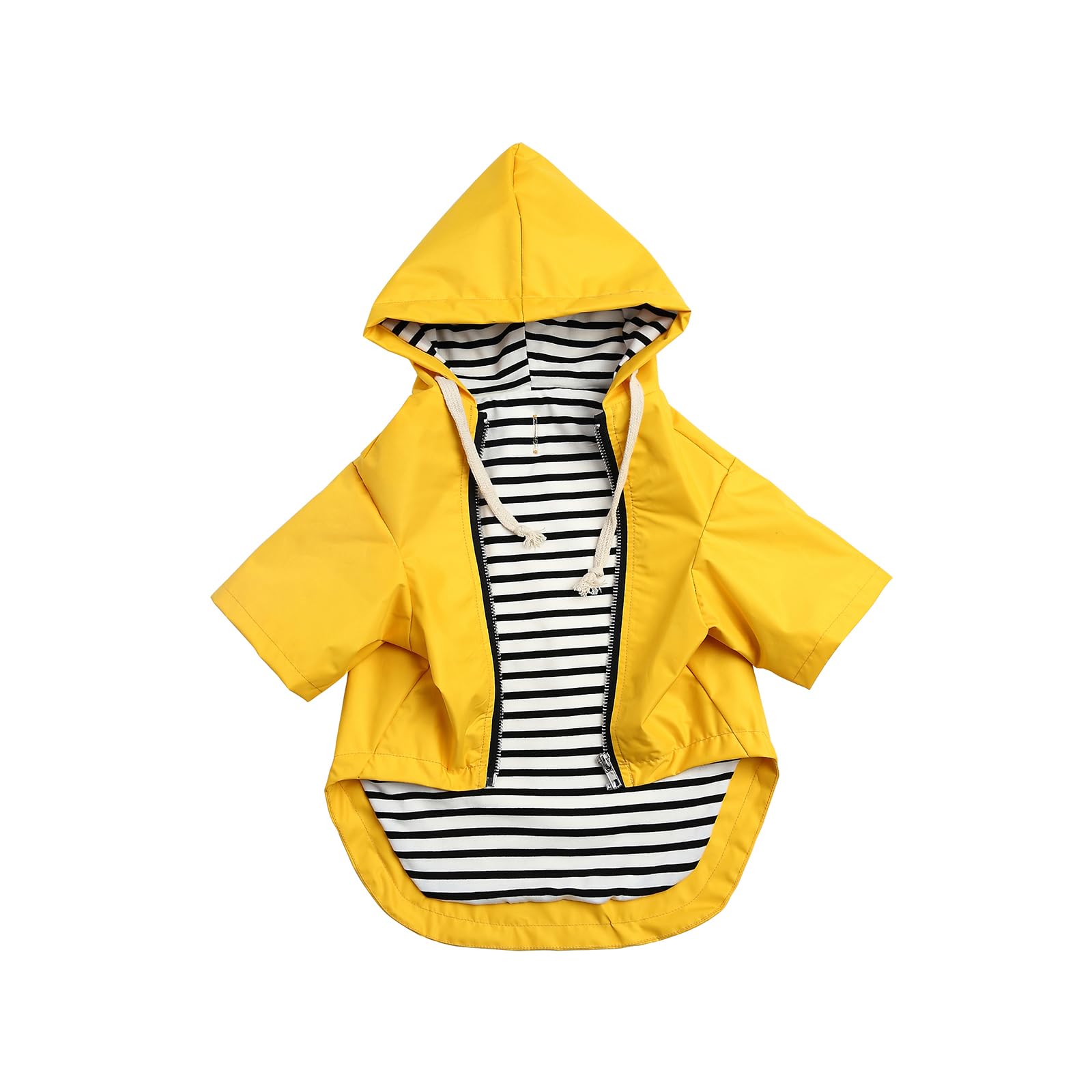 Dog Raincoat Puppy rain Jacket with Hood for Small Medium Breeds with Reflective Strap Storage Pocket Harness Hole Yellow S