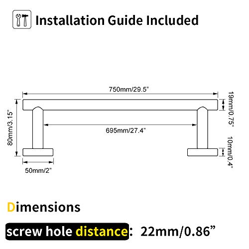 GERZWY Bathroom Towel Bar 30" Stainless Steel Towel Bar Matte Black Contemporary Style Wall Mount for Bath Kitchen AG1101C75-BK