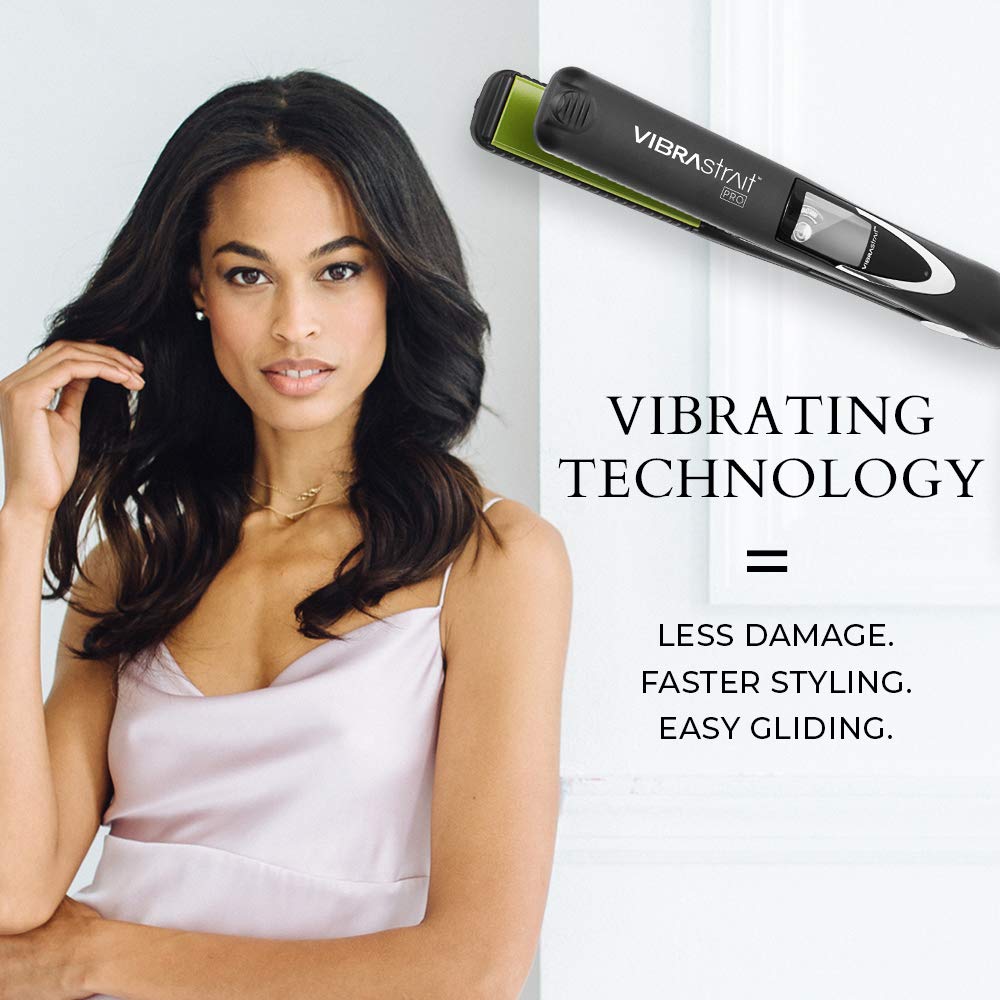 Vibrastrait Pro Vibrating Ceramic Tourmaline Ionic Flat Iron, 1-inch - Fast, Frizz-Free Ceramic Hair Straightener with Easy, Gentle Glide for Waves, Curls, Smooth Hair - Professional Styling Tools