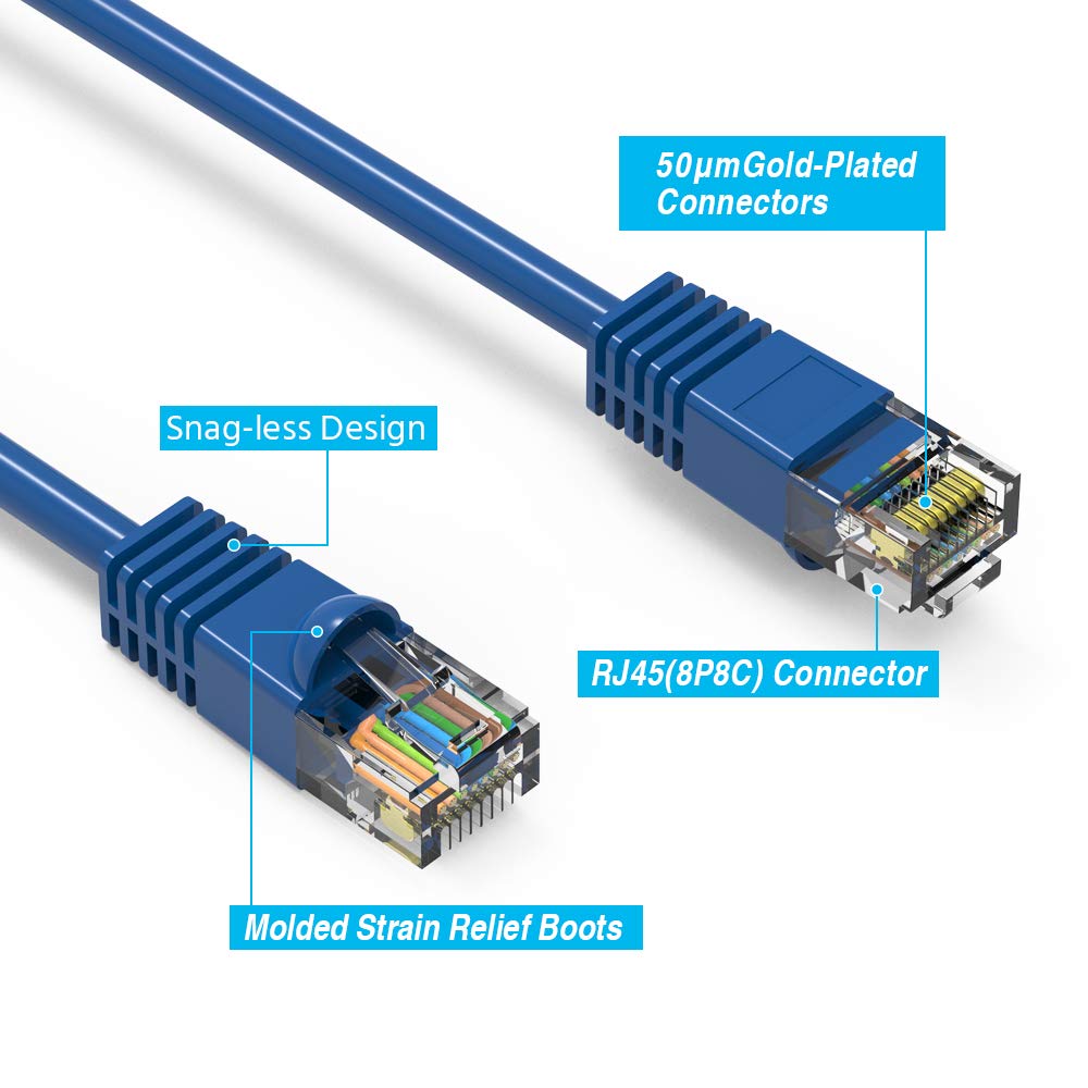 CABLYTIC (100 Pack Cat 6 Ethernet Cable 150 Feet Blue UTP Booted 150 FT Computer Network Cable, Internet Cable, Cat 6 Cable
