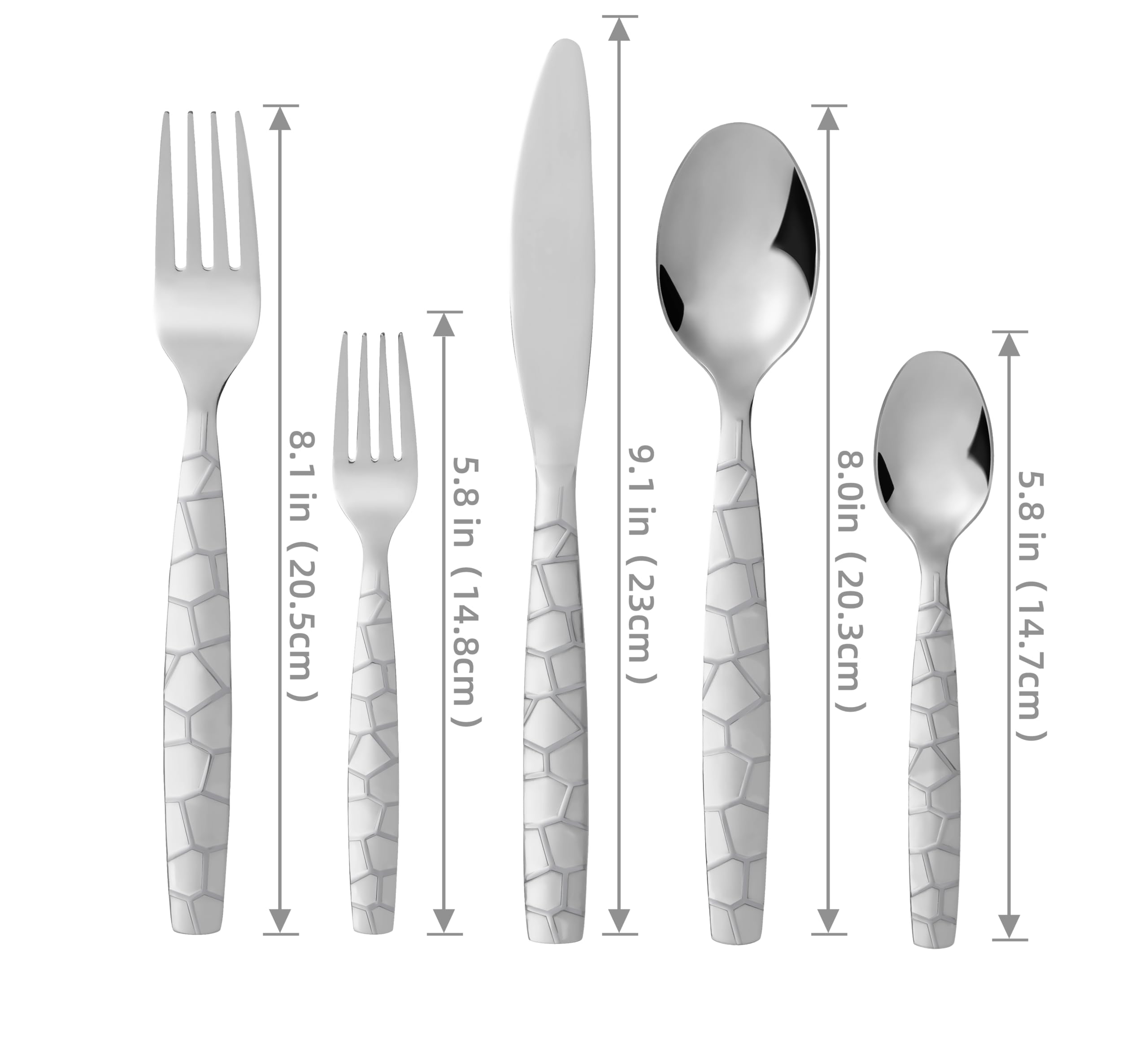 Bon Mosaic 20-Piece Stainless Steel Flatware Silverware Cutlery Set, Include Knife/Fork/Spoon, Mirror Polished, Dishwasher Safe, Service for 4