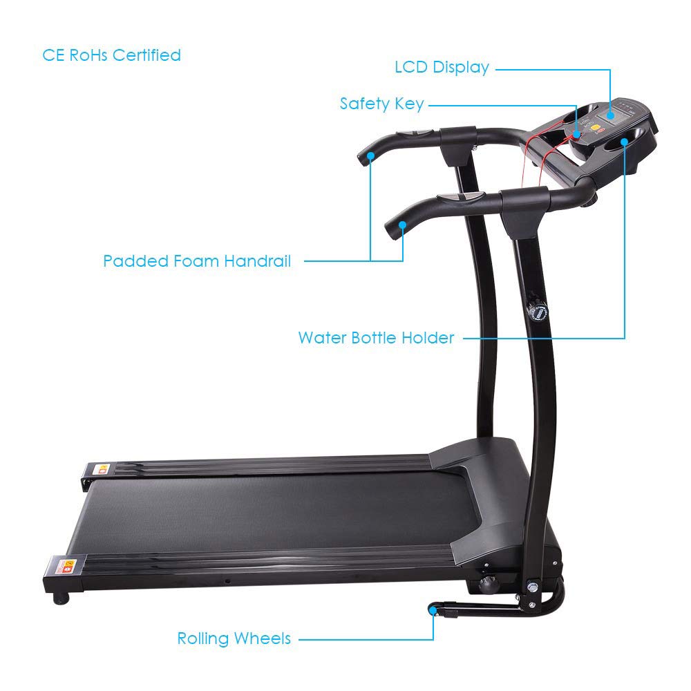 AW Folding Electric Treadmill Portable Running Walking Treadmill with LCD Display Compact Treadmill for Home Cardio Exercise