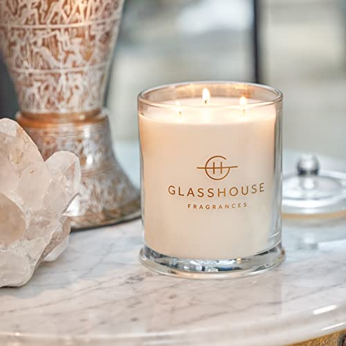 Glasshouse Fragrances A Tahaa Affair Candle, Triple Scented Natural Soy Wax Blend, 3 Wicks & Glass Jar, 100 Hour Burn Time, Vanilla Caramel, 26.8 Oz (760g)