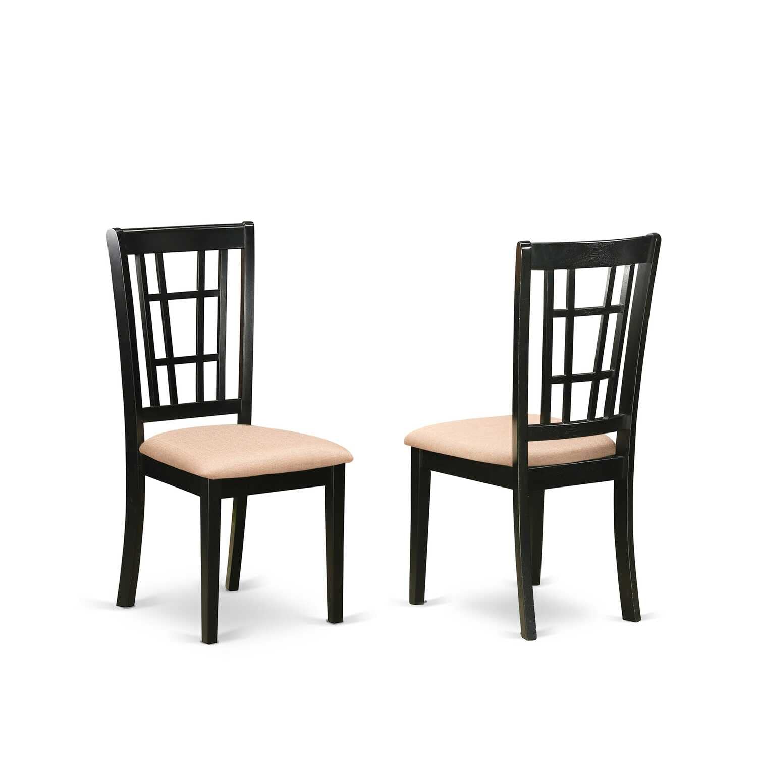 East West Furniture WENI5-BLK-C 5 Piece Dining Room Furniture Set Includes a Rectangle Kitchen Table with Butterfly Leaf and 4 Linen Fabric Upholstered Chairs, 42x60 Inch