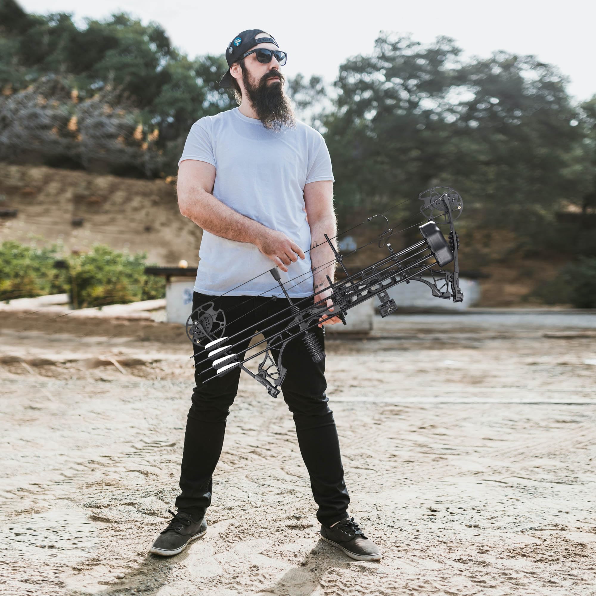 AW Pro Compound Bow Kit 35-70 Lbs Fit Adult Professional Hunting Target Practice Hunting Arrow Bow Archery, Black