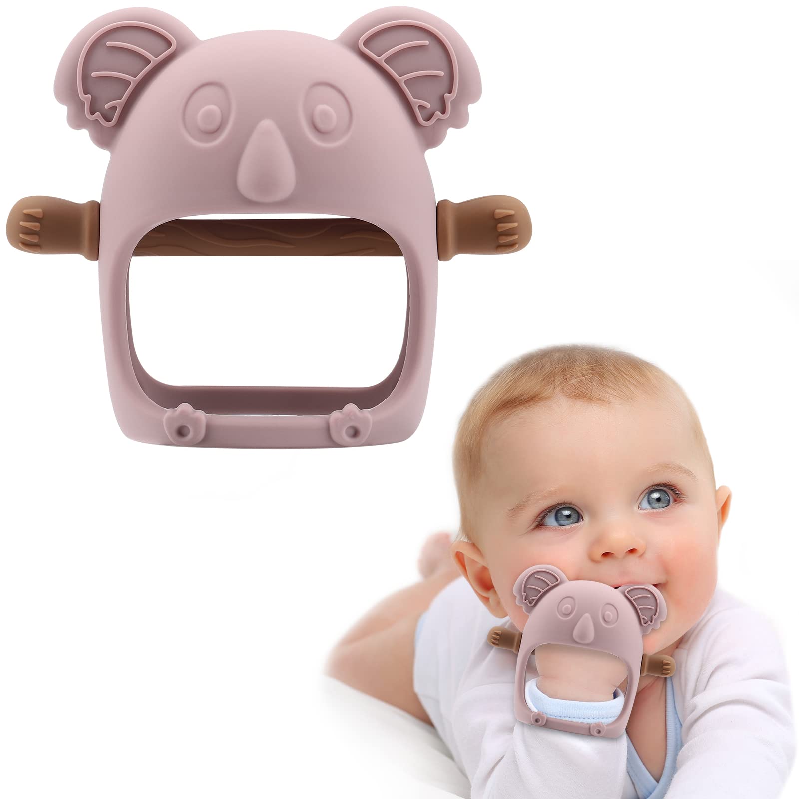 Baby Teething Toys, Koala Teethers for Babies 0-6 Months, Glue-Free Handle, Never Drop Silicone Teethers for Babies, Hand Teethers, Infant Toys, Soothing Pacifier for 1+ Months Infants Babies