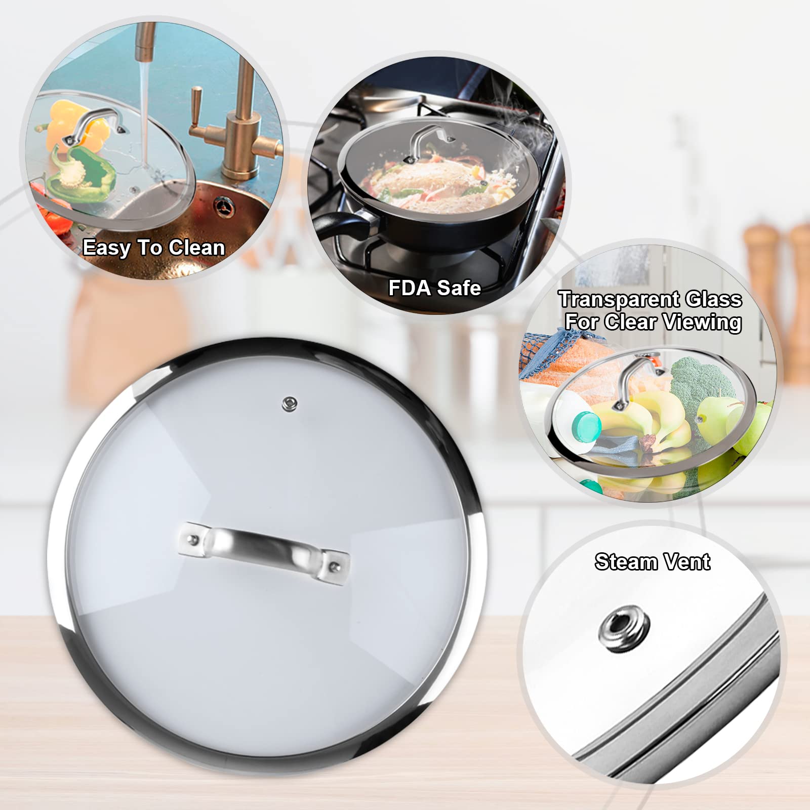 Duxtop Cookware Glass Replacement Lid (Interior Diameter: 11inch, Exterior Diameter: 11-1/2inch)